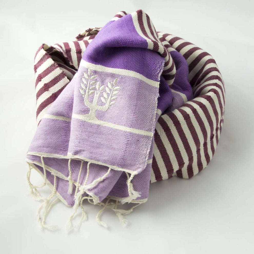 La Playa Handloomed 100% Cotton Hammam Towel Purple Stripe African ...